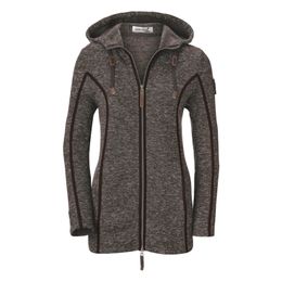 WITT Damen Kapuzenfleecejacke mit Umlegekragen, mokka-meliert, Gr&ouml;&szlig;e 52