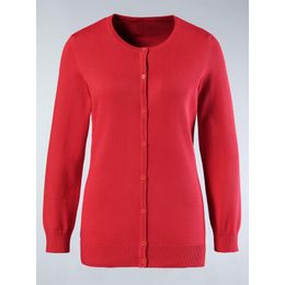 WITT Damen Strickjacke aus reiner Baumwolle, korallenrot, Gr&ouml;&szlig;e 40