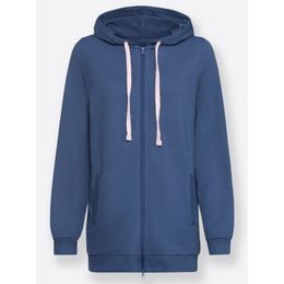 WITT Damen Shirtjacke in langer Form, jeansblau, Gr&ouml;&szlig;e 36