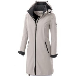 WITT Damen Softshelljacke mit Gummizug im R&uuml;cken, stein, Gr&ouml;&szlig;e 19