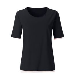 WITT Damen Rundhalsshirt mit Satin-Paspelierung, schwarz, Gr&ouml;&szlig;e 38