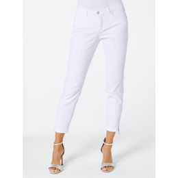 Ascari Damen 5-Pocket-Jeans mit Strass-Applikation, wei&szlig;, Gr&ouml;&szlig;e 20