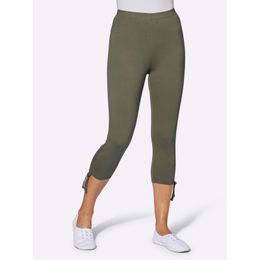 WITT Damen Caprileggings mit Raffung am Bein, khaki, Größe 38