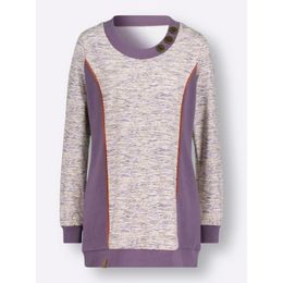 WITT Damen Sweatshirt in Longform, feige-wei&szlig;-meliert, Gr&ouml;&szlig;e 48
