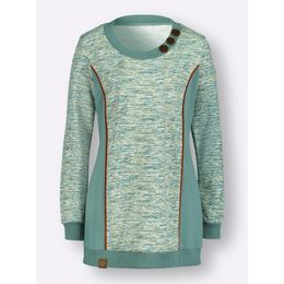 WITT Damen Sweatshirt in Longform, jade-wei&szlig;-meliert, Gr&ouml;&szlig;e 40