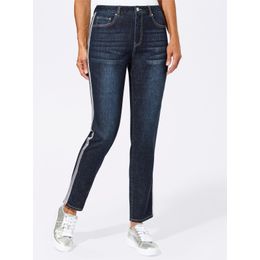 WITT Damen 5-Pocket-Jeans mit streckenden Galonstreifen, dark blue, Größe 42