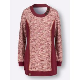 WITT Damen Sweatshirt in Longform, dunkelrot-wei&szlig;-meliert, Gr&ouml;&szlig;e 48
