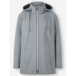 WITT Damen Fleecejacke mit abzippbarer Kapuze, grau-meliert, Gr&ouml;&szlig;e 40