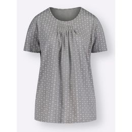 WITT Damen Kurzarmshirt im Minimaldessin, steingrau-gemustert, Gr&ouml;&szlig;e 52
