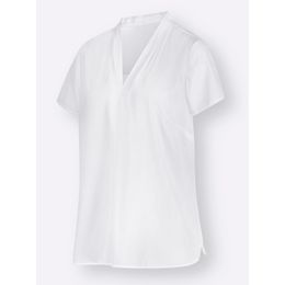 WITT Damen Tunika mit Kellerfalte am V-Ausschnitt, wei&szlig;, Gr&ouml;&szlig;e 48