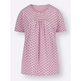 WITT Damen Kurzarmshirt im Minimaldessin, ros&eacute;-gemustert, Gr&ouml;&szlig;e 56