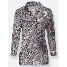 WITT Damen Poloshirt im Druck-Dessin, orchidee-bedruckt, Gr&ouml;&szlig;e 42