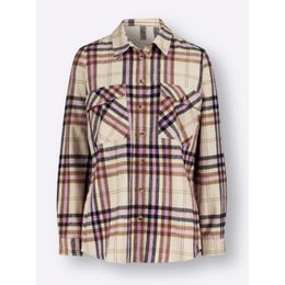 WITT Damen Flanellbluse mit mehrfarbigem Webkaro, orchidee-elfenbein-kariert, Gr&ouml;&szlig;e 48