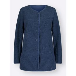 WITT Damen Fleecejacke in Teddy-Qualit&auml;t, jeansblau, Gr&ouml;&szlig;e 50
