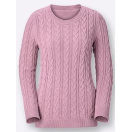 WITT Damen Strickpullover mit Zopfmuster, altros&eacute;, Gr&ouml;&szlig;e 38
