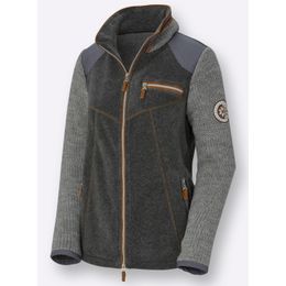 WITT Damen Fleecejacke im Mix aus Fleece und Strick, grau-meliert, Gr&ouml;&szlig;e 50
