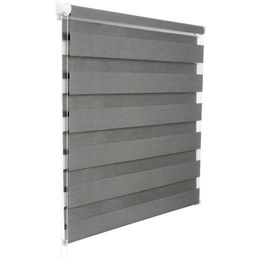 Doppelrollo Klemmfix ohne Bohren für Fenster in Holzlook Grau 120x150cm - WOLTU