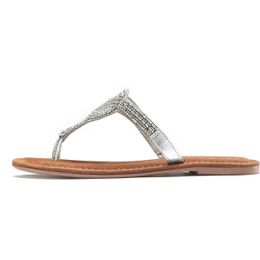 Lascana Damen Zehentrenner, Silberfarben, Gr. 39, Zehentrenner, Material: Leder