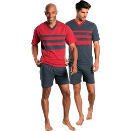 Le Jogger Herren Pyjama rot, grau Größe 44/46