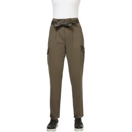 Heine Damen Cargohose mit Lederimitat-Details khaki Gr&ouml;&szlig;e 34