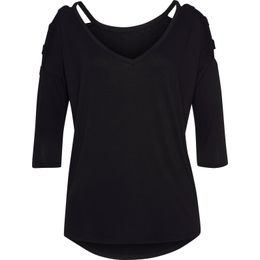 Lascana Damen 3/4-Arm-Shirt schwarz Gr&ouml;&szlig;e 40/42