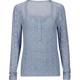 Heine Damen Langarmshirt mit Knopfleiste bleu Gr&ouml;&szlig;e 42