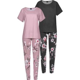 Vivance Dreams Damen Pyjama mauve + schwarz Gr&ouml;&szlig;e 36/38