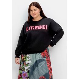 sheego loves miss goodlife Große Größen: Sweatshirt mit Kontrast-Wordingprint, schwarz, Gr.40