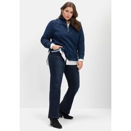 sheego Große Größen: Bootcut-Jeans mit Kontrastdetails, dark blue used Denim, Gr.40