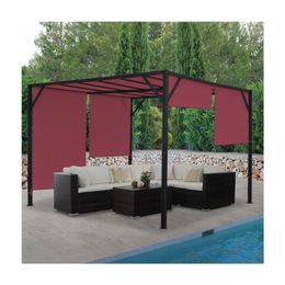 MCW Pergola Beja, Garten Pavillon Terrassenüberdachung, stabiles 6cm-Stahl-Gestell + Schiebedach bordeaux-rot ~ 3x3m