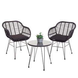 Poly-Rattan Garnitur MCW-G17, Balkon-Set Gartengarnitur Sitzgruppe Stuhl, Seil ~ anthrazit, Kissen anthrazit