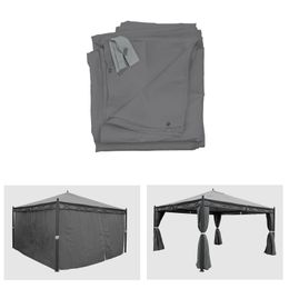 MCW 4er-Set Seitenwand f&uuml;r Pergola Calpe, Ersatzseitenwand Pavillon 4x4m, Polyester ~ grau