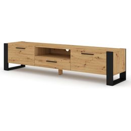 Bim Furniture - TV-Schrank nuka 200 cm im industriellen stil handwerks-eiche / schwarz matt