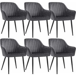 Songmics - Esszimmerstuhl 6er Set, Sessel, Polsterstuhl mit Armlehnen, Metallbeine, Samtbezug, Sitzbreite 49 cm, max. 120 kg, für Arbeitszimmer,