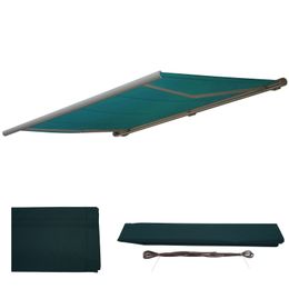 MCW Ersatz-Bezug für Markise H122, Vollkassette Ersatzbezug Sonnenschutz 4x3m ~ Polyester blau-grün