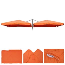 MCW Sonnenschirmbezug T44, 8 Streben 3x3m Polyester, Ersatz-Bezug f&uuml;r Doppel-Ampelschirm T44 ~ terracotta mit Flap