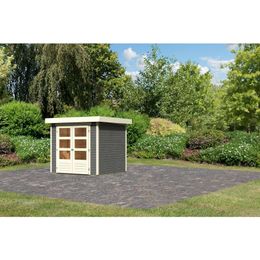 Karibu Gartenhaus "Calabar 2" SET terragrau mit Boden und Dachfolie