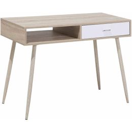 Beliani Schreibtisch Hellbraun 100 x 48 cm mit Schublade und Fach Modernes Design - Heller Holzfarbton