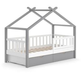 Kinderbett "Design" 160x80 cm Grau/Weiß Vitalispa