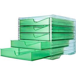 Styro Schubladenbox Styroswingbox NEONline grün 275-8430.2564, DIN C4 mit 5 Schubladen