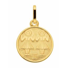 Adelia´s Adelia´s Kettenanhänger 333 Gold Sternzeichen Anhänger Zwilling Ø 11,8 mm, Goldschmuck für Damen & Herren, goldfarben