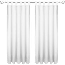 Gardine mit Schlaufen 140x225 cm ( Breite x Länge ) in Weiß, blickdichter Vorhang, Schlaufenvorhang in vielen Variationen - Weiß