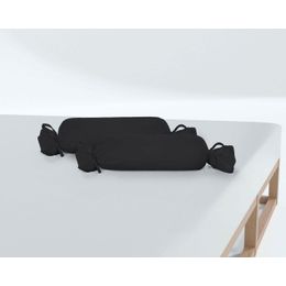 Nackenrollenbezug Michi, Biberna (2 Stück), Jersey (1 Pack mit 2 Stück), dichte, feinfädige Single-Qualität, schwarz