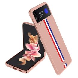 Wigento Handyhülle Für Samsung Galaxy Z Flip4 5G Design Hart Cover Handy Tasche Hülle Etuis Pink
