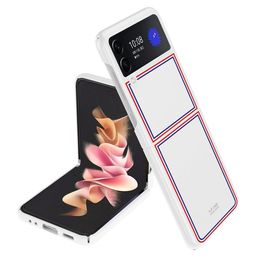 Wigento Handyhülle Für Samsung Galaxy Z Flip4 5G Design Hart Cover Handy Tasche Hülle Etuis Weiß