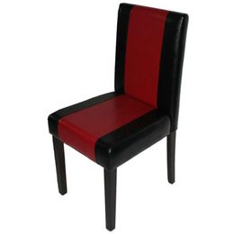 HHG Esszimmerstuhl Littau, Küchenstuhl Stuhl, Kunstleder schwarz/rot, dunkle Beine - black