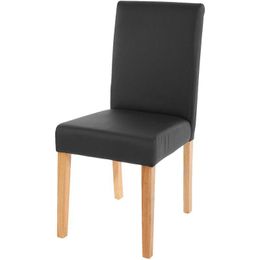 HHG Esszimmerstuhl Littau, Küchenstuhl Stuhl, Kunstleder schwarz matt, helle Beine - black