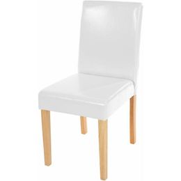 HHG - Esszimmerstuhl Littau, Küchenstuhl Stuhl, Kunstleder weiß, helle Beine - white