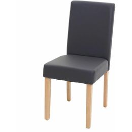 HHG - Esszimmerstuhl Littau, Küchenstuhl Stuhl, Kunstleder grau matt, helle Beine - grey