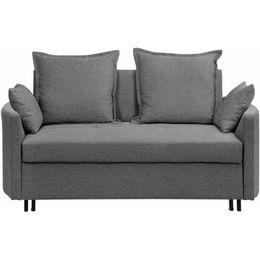 Beliani - Sofa Grau Polsterbezug 2-Sitzer Schlaffunktion Modern Zierkissen Wohnzimmer - Schwarz